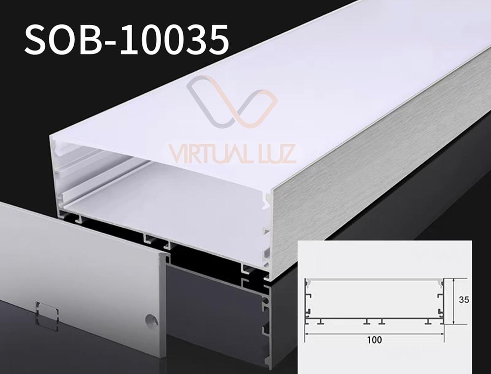 PERFIL ALUMINIO SOBREPOR 2M 100X35 BRANCO | Virtual Luz